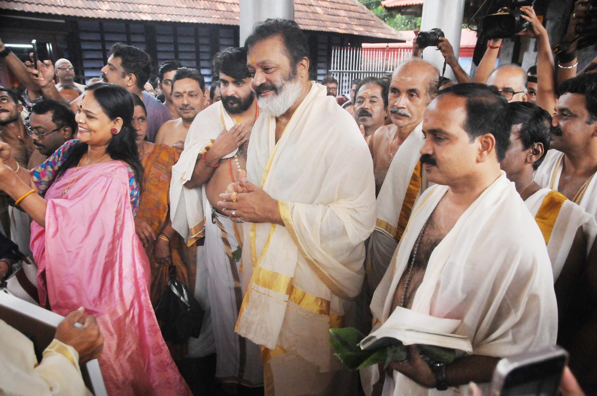 Union Minister Suresh Gopi visits temple in Kerala’s Kozhikode in first visit to State after ...